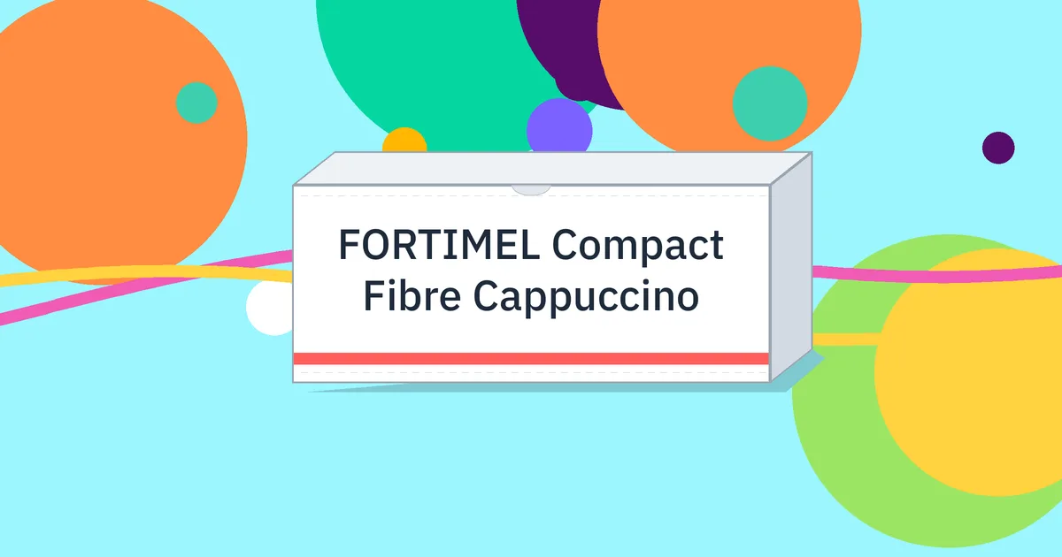 Symbolbild: Packung mit der Aufschrift FORTIMEL Compact Fibre Cappuccino (PZN 20043856) – Verfügbarkeit und Bezug in Apotheken in Frankfurt am Main