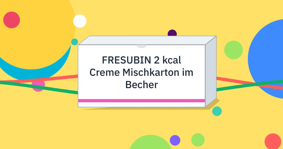 Symbolbild: Packung mit der Aufschrift FRESUBIN 2 kcal Creme Mischkarton im Becher (PZN 18772252) – Verfügbarkeit und Bezug in Apotheken in Frankfurt am Main