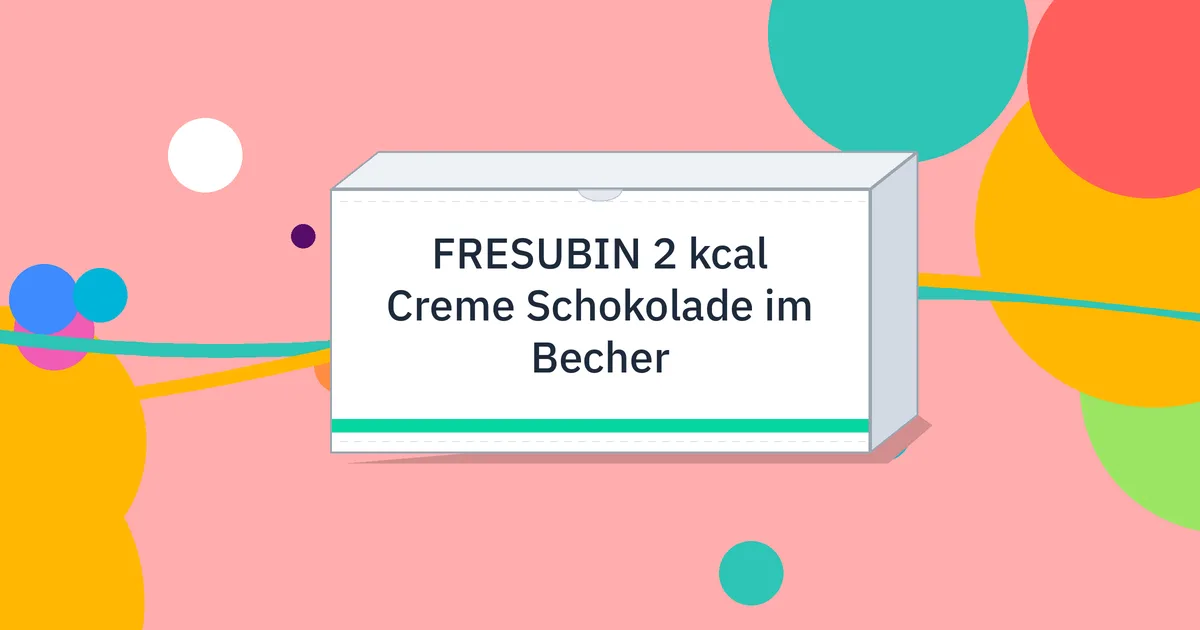 Symbolbild: Packung mit der Aufschrift FRESUBIN 2 kcal Creme Schokolade im Becher (PZN 11590766) – Verfügbarkeit und Bezug in Apotheken in Frankfurt am Main