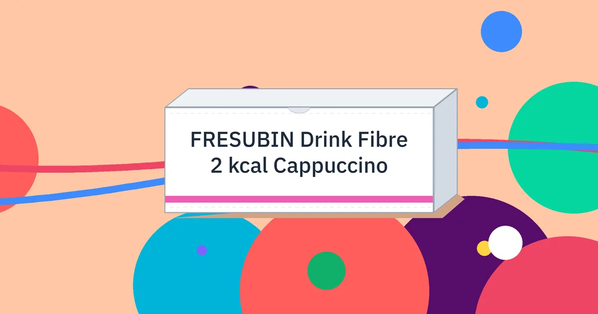 Symbolbild: Packung mit der Aufschrift FRESUBIN Drink Fibre 2 kcal Cappuccino (PZN 11590938) – Verfügbarkeit und Bezug in Apotheken in Frankfurt am Main