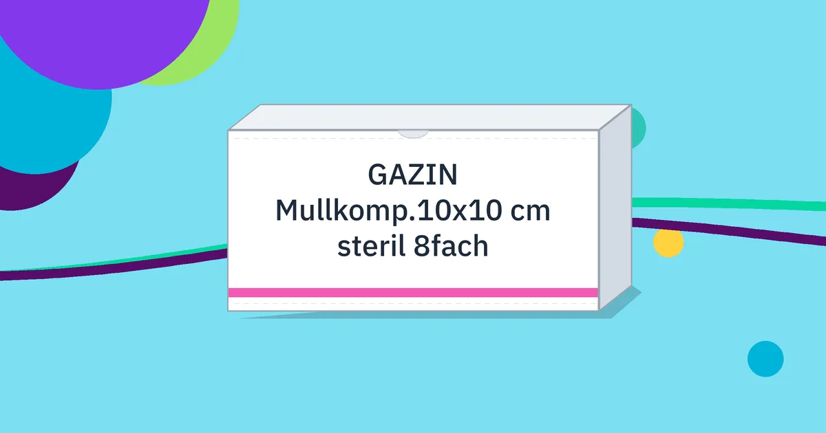 Symbolbild: Packung mit der Aufschrift GAZIN Mullkomp.10x10 cm steril 8fach (PZN 14444060) – Verfügbarkeit und Bezug in Apotheken in Frankfurt am Main