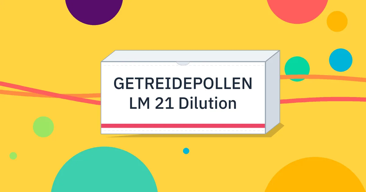Symbolbild: Packung mit der Aufschrift GETREIDEPOLLEN LM 21 Dilution (PZN 12877725) – Verfügbarkeit und Bezug in Apotheken in Frankfurt am Main