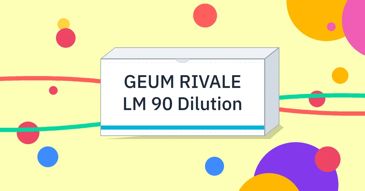 Symbolbild: Packung mit der Aufschrift GEUM RIVALE LM 90 Dilution (PZN 13543096) – Verfügbarkeit und Bezug in Apotheken in Frankfurt am Main