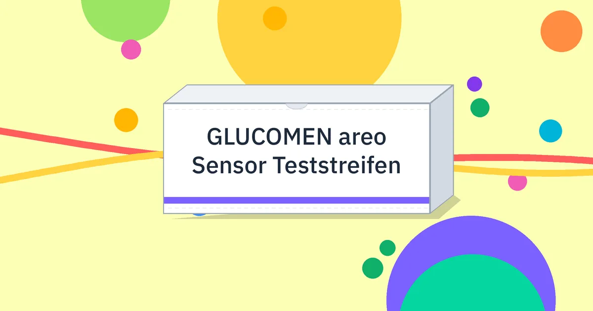 Symbolbild: Packung mit der Aufschrift GLUCOMEN areo Sensor Teststreifen (PZN 11229869) – Verfügbarkeit und Bezug in Apotheken in Frankfurt am Main
