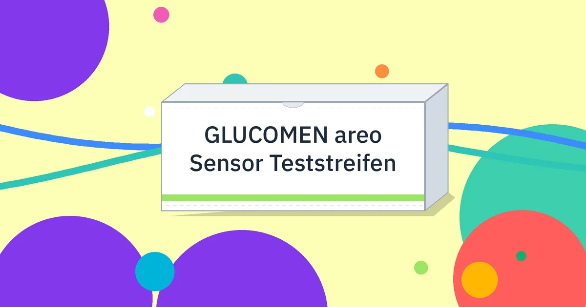 Symbolbild: Packung mit der Aufschrift GLUCOMEN areo Sensor Teststreifen (PZN 18445694) – Verfügbarkeit und Bezug in Apotheken in Frankfurt am Main