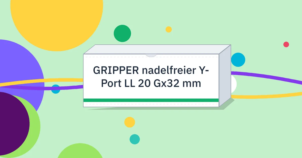 Symbolbild: Packung mit der Aufschrift GRIPPER nadelfreier Y-Port LL 20 Gx32 mm (PZN 09675395) – Verfügbarkeit und Bezug in Apotheken in Frankfurt am Main