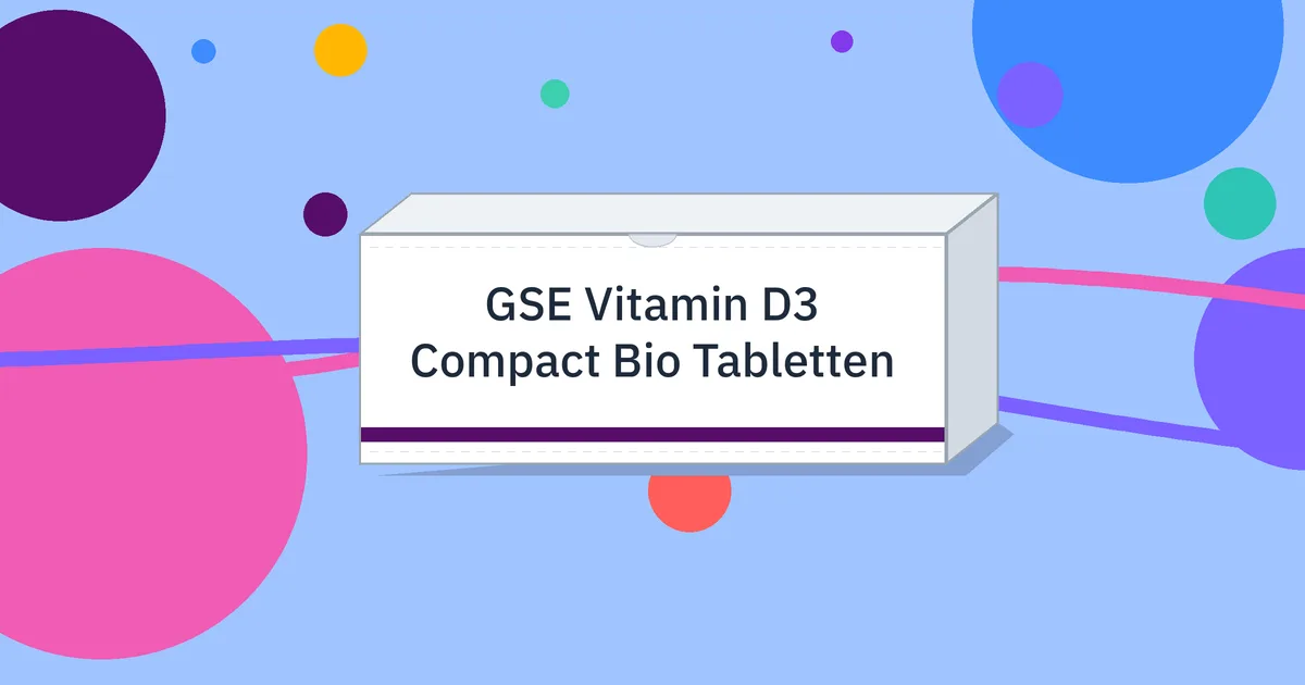 Symbolbild: Packung mit der Aufschrift GSE Vitamin D3 Compact Bio Tabletten (PZN 16939498) – Verfügbarkeit und Bezug in Apotheken in Frankfurt am Main