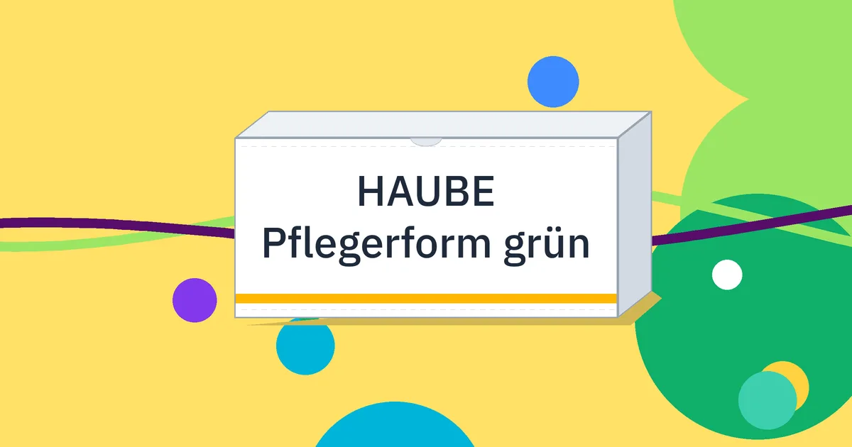 Symbolbild: Packung mit der Aufschrift HAUBE Pflegerform grün (PZN 02063281) – Verfügbarkeit und Bezug in Apotheken in Frankfurt am Main