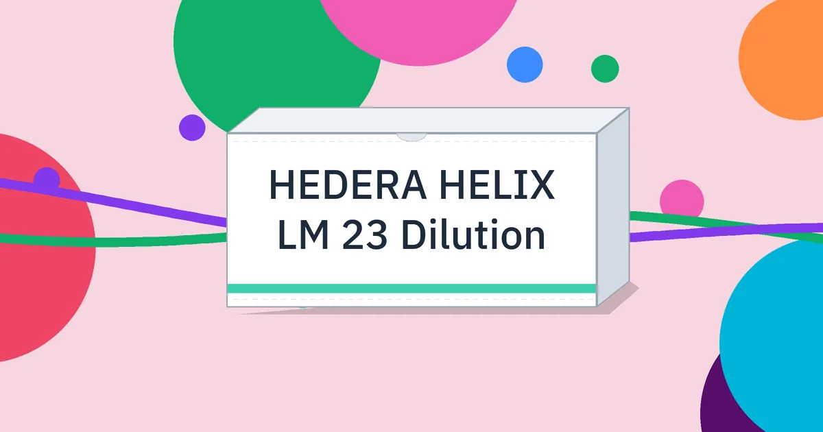 Symbolbild: Packung mit der Aufschrift HEDERA HELIX LM 23 Dilution (PZN 12885475) – Verfügbarkeit und Bezug in Apotheken in Frankfurt am Main