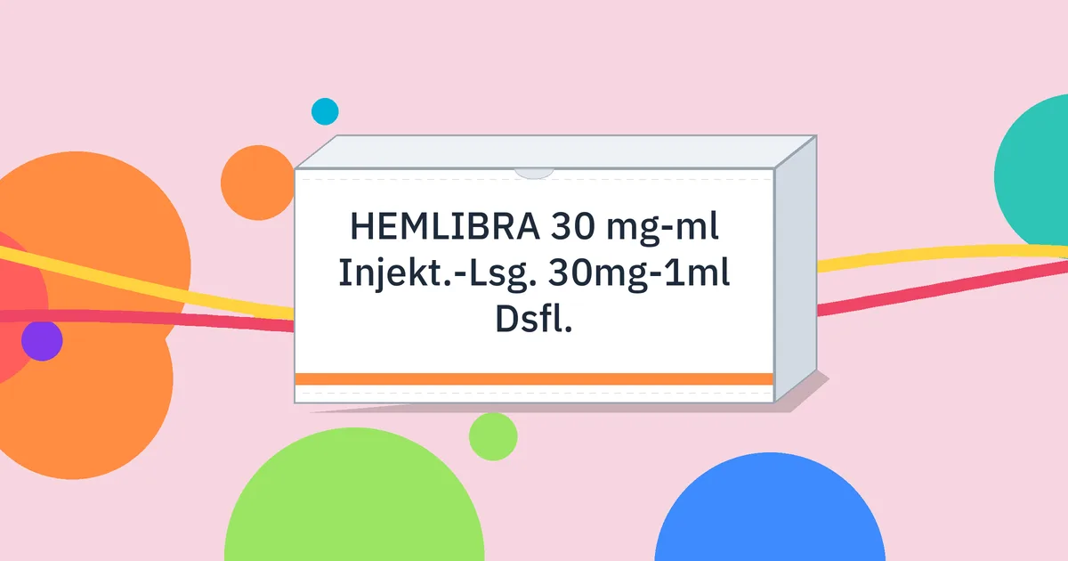 Symbolbild: Packung mit der Aufschrift HEMLIBRA 30 mg-ml Injekt.-Lsg. 30mg-1ml Dsfl. (PZN 12892736) – Verfügbarkeit und Bezug in Apotheken in Frankfurt am Main