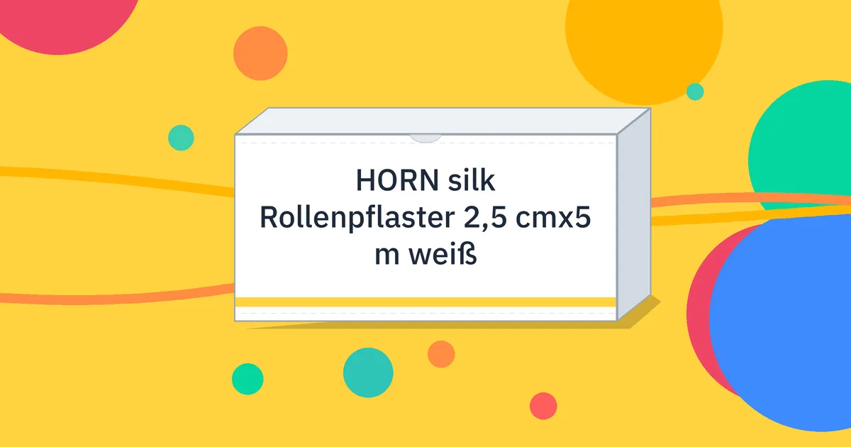 Symbolbild: Packung mit der Aufschrift HORN silk Rollenpflaster 2,5 cmx5 m weiß (PZN 04668060) – Verfügbarkeit und Bezug in Apotheken in Frankfurt am Main