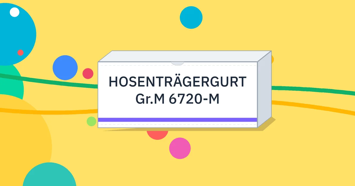 Symbolbild: Packung mit der Aufschrift HOSENTRÄGERGURT Gr.M 6720-M (PZN 13586728) – Verfügbarkeit und Bezug in Apotheken in Frankfurt am Main