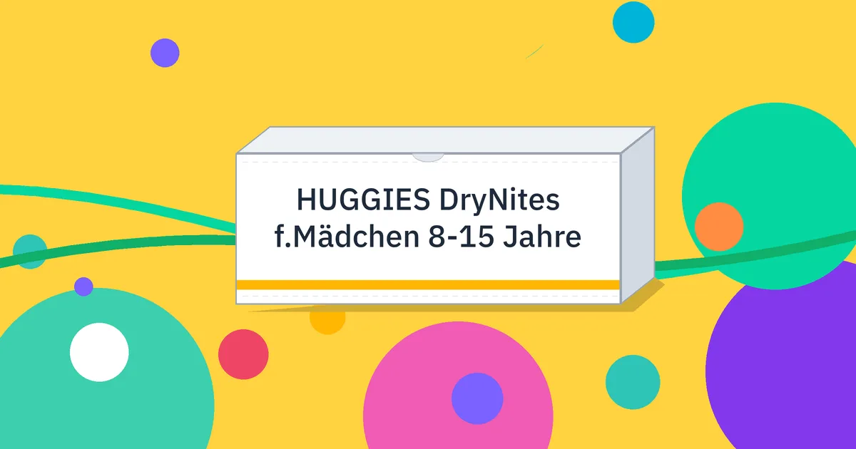 Symbolbild: Packung mit der Aufschrift HUGGIES DryNites f.Mädchen 8-15 Jahre (PZN 01287877) – Verfügbarkeit und Bezug in Apotheken in Frankfurt am Main
