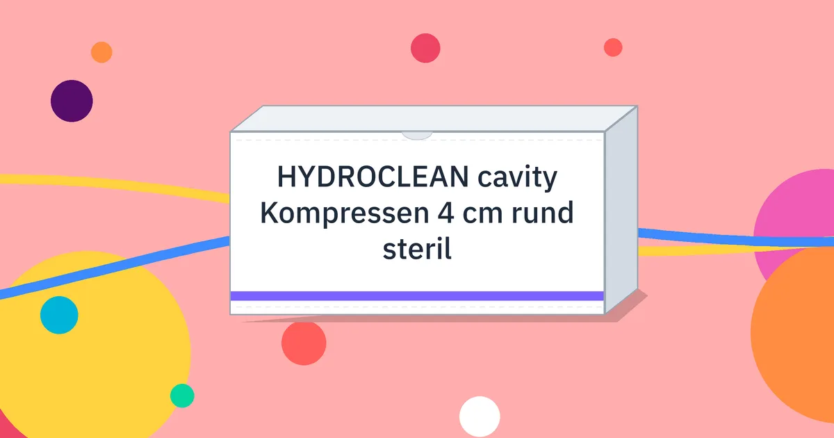 Symbolbild: Packung mit der Aufschrift HYDROCLEAN cavity Kompressen 4 cm rund steril (PZN 19701076) – Verfügbarkeit und Bezug in Apotheken in Frankfurt am Main