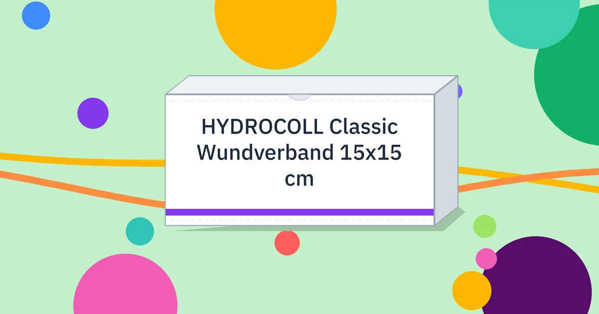 Symbolbild: Packung mit der Aufschrift HYDROCOLL Classic Wundverband 15x15 cm (PZN 20125100) – Verfügbarkeit und Bezug in Apotheken in Frankfurt am Main