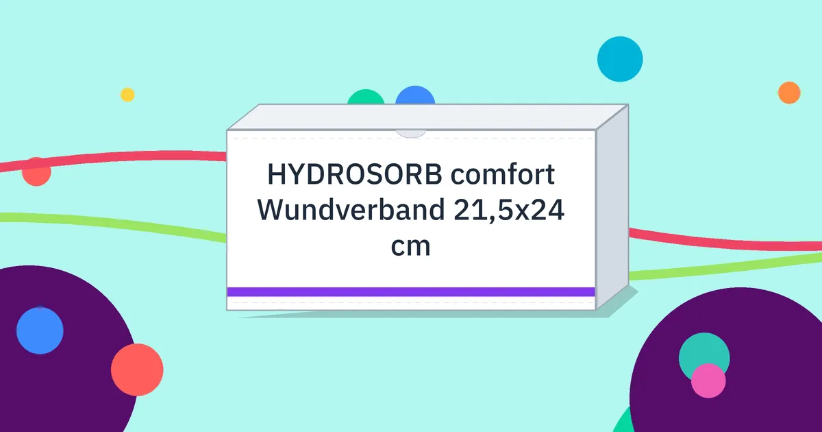 Symbolbild: Packung mit der Aufschrift HYDROSORB comfort Wundverband 21,5x24 cm (PZN 00642589) – Verfügbarkeit und Bezug in Apotheken in Frankfurt am Main