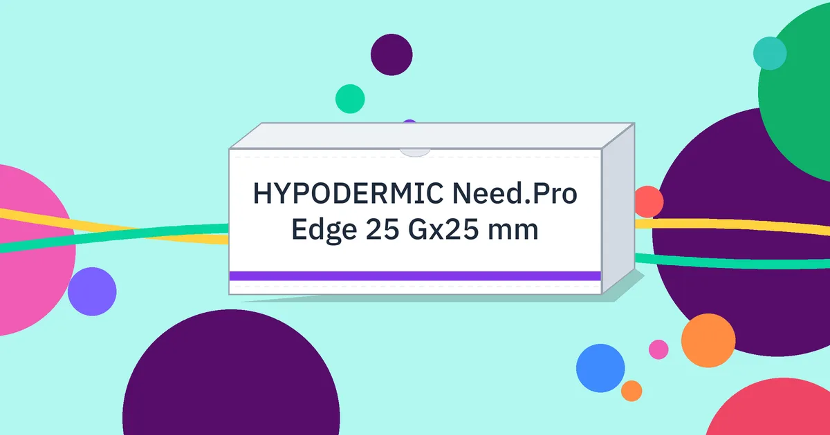 Symbolbild: Packung mit der Aufschrift HYPODERMIC Need.Pro Edge 25 Gx25 mm (PZN 09215653) – Verfügbarkeit und Bezug in Apotheken in Frankfurt am Main
