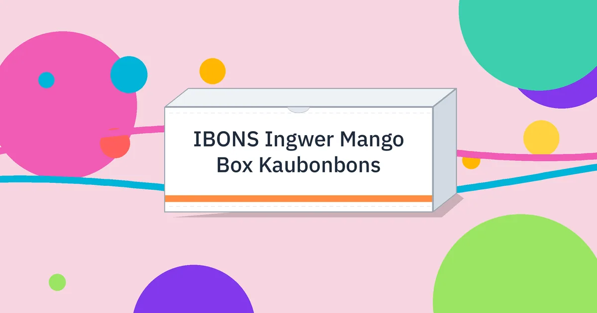 Symbolbild: Packung mit der Aufschrift IBONS Ingwer Mango Box Kaubonbons (PZN 16884544) – Verfügbarkeit und Bezug in Apotheken in Frankfurt am Main