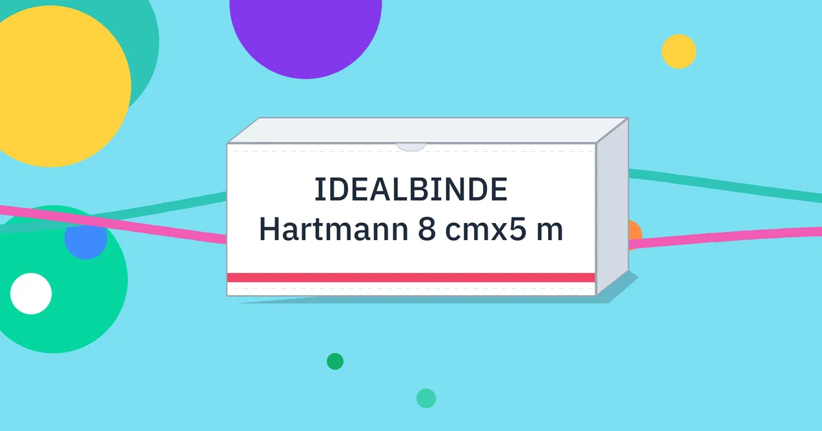 Symbolbild: Packung mit der Aufschrift IDEALBINDE Hartmann 8 cmx5 m (PZN 19063718) – Verfügbarkeit und Bezug in Apotheken in Frankfurt am Main