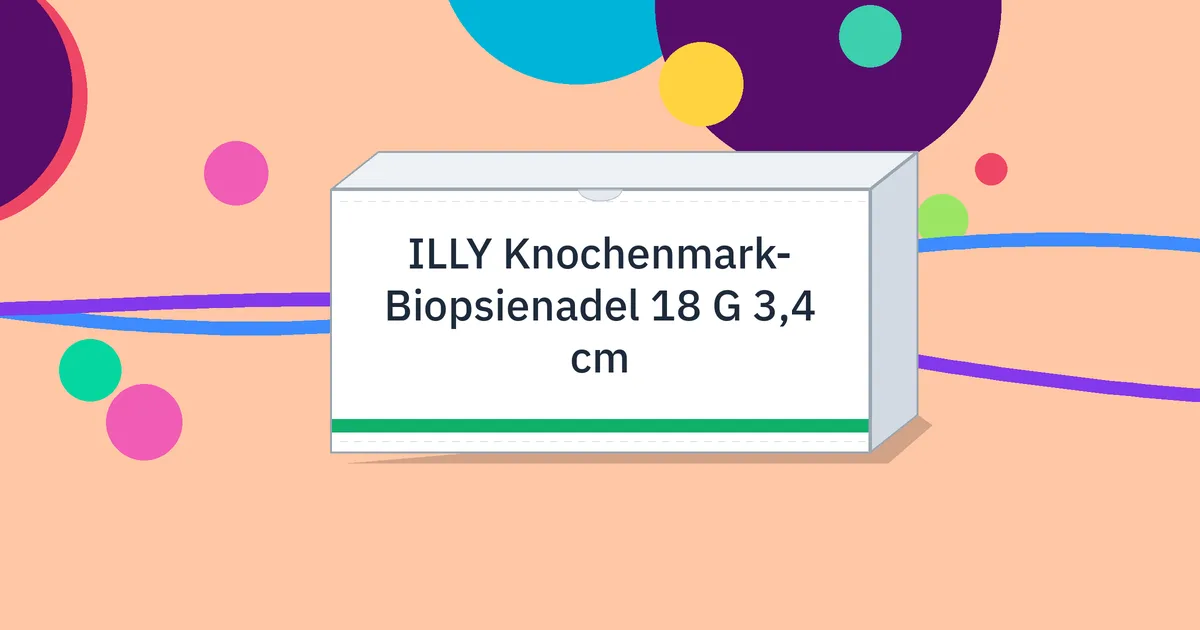 Symbolbild: Packung mit der Aufschrift ILLY Knochenmark-Biopsienadel 18 G 3,4 cm (PZN 06124482) – Verfügbarkeit und Bezug in Apotheken in Frankfurt am Main