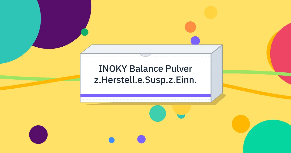 Symbolbild: Packung mit der Aufschrift INOKY Balance Pulver z.Herstell.e.Susp.z.Einn. (PZN 19249015) – Verfügbarkeit und Bezug in Apotheken in Frankfurt am Main