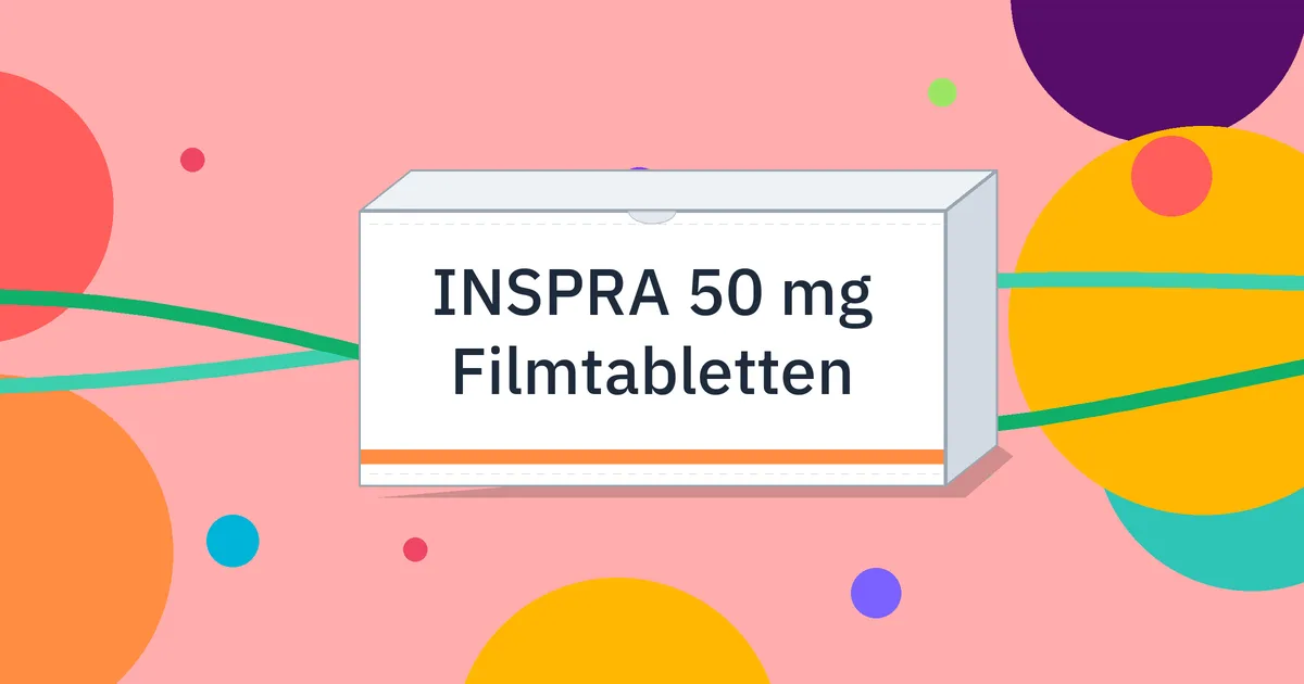 Symbolbild: Packung mit der Aufschrift INSPRA 50 mg Filmtabletten (PZN 04513682) – Verfügbarkeit und Bezug in Apotheken in Frankfurt am Main