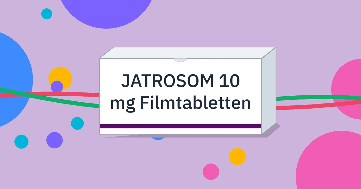 Symbolbild: Packung mit der Aufschrift JATROSOM 10 mg Filmtabletten (PZN 07795497) – Verfügbarkeit und Bezug in Apotheken in Frankfurt am Main