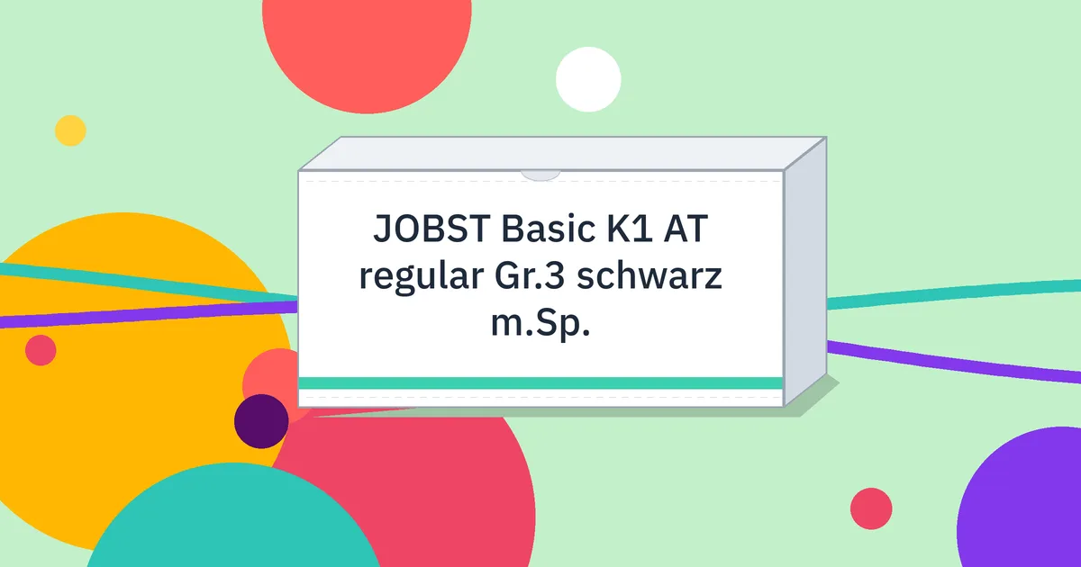 Symbolbild: Packung mit der Aufschrift JOBST Basic K1 AT regular Gr.3 schwarz m.Sp. (PZN 15310479) – Verfügbarkeit und Bezug in Apotheken in Frankfurt am Main