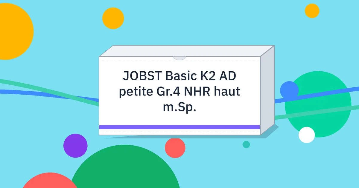 Symbolbild: Packung mit der Aufschrift JOBST Basic K2 AD petite Gr.4 NHR haut m.Sp. (PZN 15312722) – Verfügbarkeit und Bezug in Apotheken in Frankfurt am Main