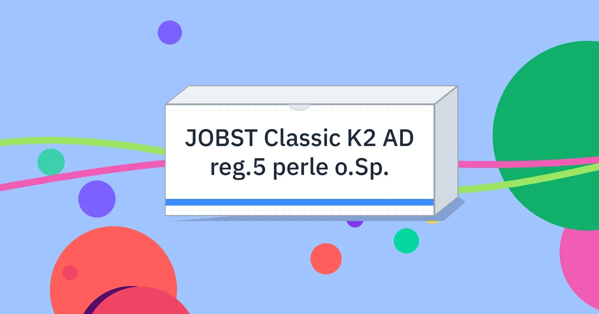 Symbolbild: Packung mit der Aufschrift JOBST Classic K2 AD reg.5 perle o.Sp. (PZN 11269225) – Verfügbarkeit und Bezug in Apotheken in Frankfurt am Main