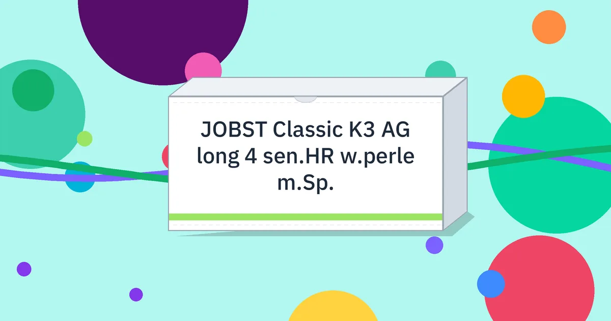 Symbolbild: Packung mit der Aufschrift JOBST Classic K3 AG long 4 sen.HR w.perle m.Sp. (PZN 17958569) – Verfügbarkeit und Bezug in Apotheken in Frankfurt am Main