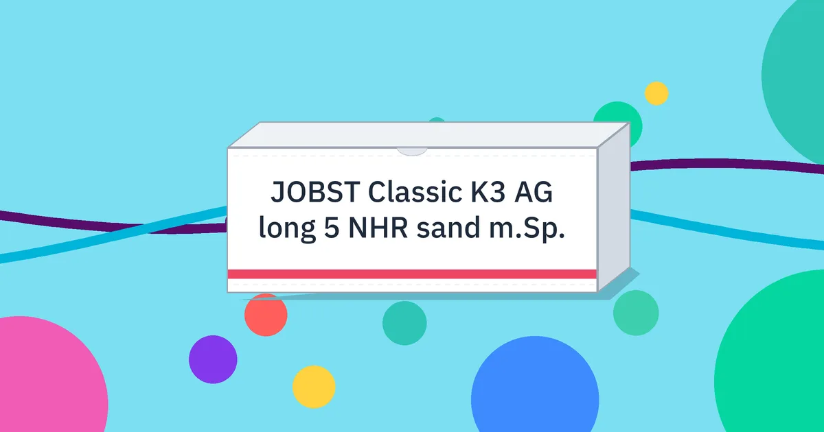 Symbolbild: Packung mit der Aufschrift JOBST Classic K3 AG long 5 NHR sand m.Sp. (PZN 13071697) – Verfügbarkeit und Bezug in Apotheken in Frankfurt am Main