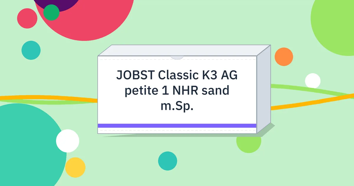 Symbolbild: Packung mit der Aufschrift JOBST Classic K3 AG petite 1 NHR sand m.Sp. (PZN 13072521) – Verfügbarkeit und Bezug in Apotheken in Frankfurt am Main