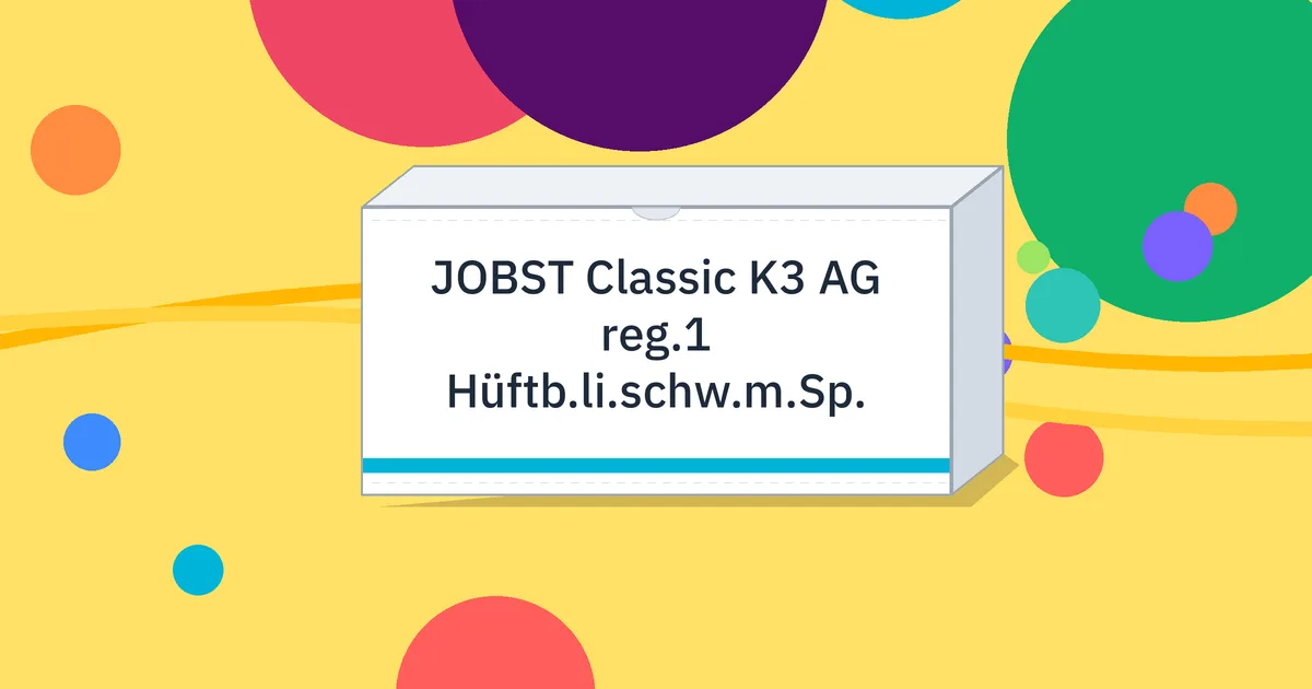 Symbolbild: Packung mit der Aufschrift JOBST Classic K3 AG reg.1 Hüftb.li.schw.m.Sp. (PZN 13075459) – Verfügbarkeit und Bezug in Apotheken in Frankfurt am Main