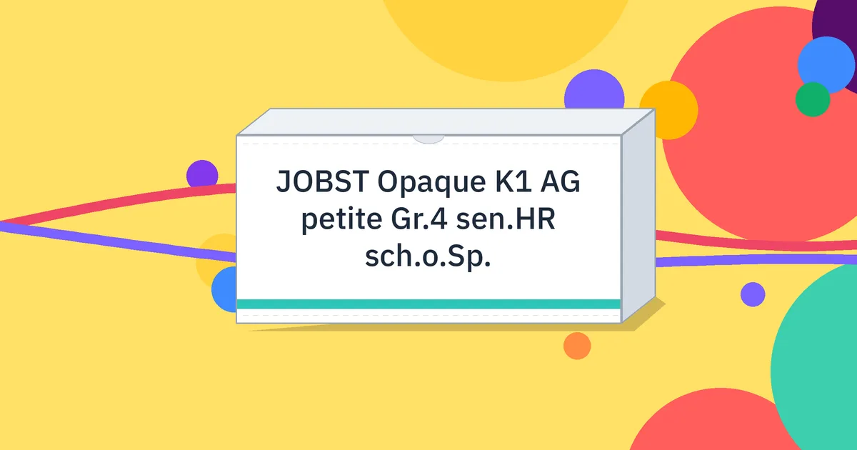 Symbolbild: Packung mit der Aufschrift JOBST Opaque K1 AG petite Gr.4 sen.HR sch.o.Sp. (PZN 13089088) – Verfügbarkeit und Bezug in Apotheken in Frankfurt am Main