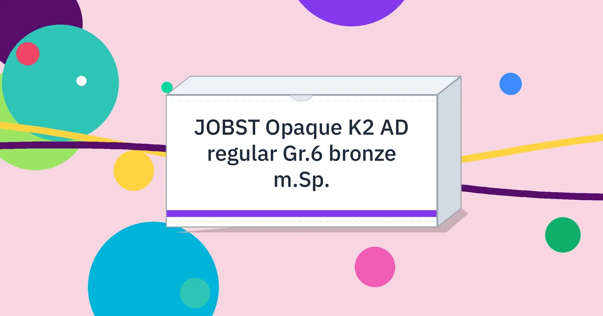 Symbolbild: Packung mit der Aufschrift JOBST Opaque K2 AD regular Gr.6 bronze m.Sp. (PZN 13110167) – Verfügbarkeit und Bezug in Apotheken in Frankfurt am Main