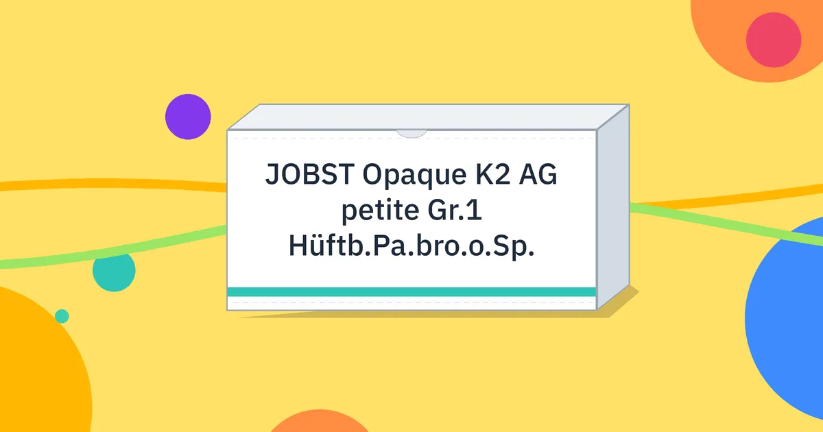 Symbolbild: Packung mit der Aufschrift JOBST Opaque K2 AG petite Gr.1 Hüftb.Pa.bro.o.Sp. (PZN 13114515) – Verfügbarkeit und Bezug in Apotheken in Frankfurt am Main