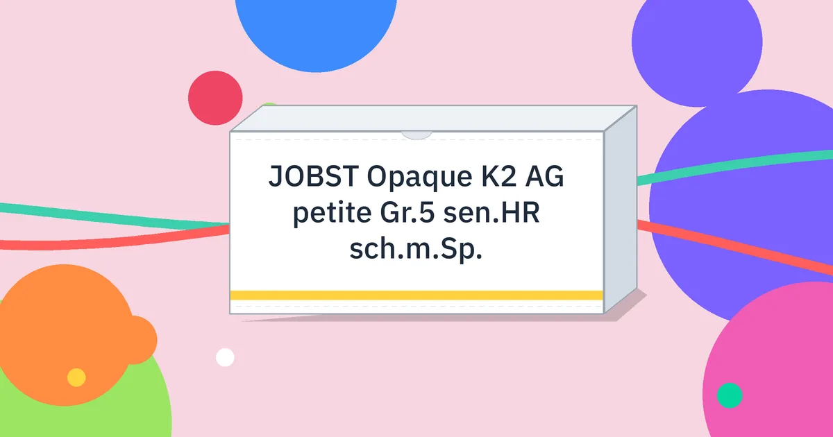 Symbolbild: Packung mit der Aufschrift JOBST Opaque K2 AG petite Gr.5 sen.HR sch.m.Sp. (PZN 12142998) – Verfügbarkeit und Bezug in Apotheken in Frankfurt am Main