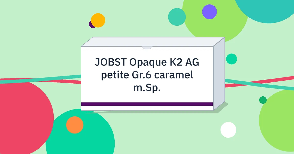 Symbolbild: Packung mit der Aufschrift JOBST Opaque K2 AG petite Gr.6 caramel m.Sp. (PZN 13111882) – Verfügbarkeit und Bezug in Apotheken in Frankfurt am Main