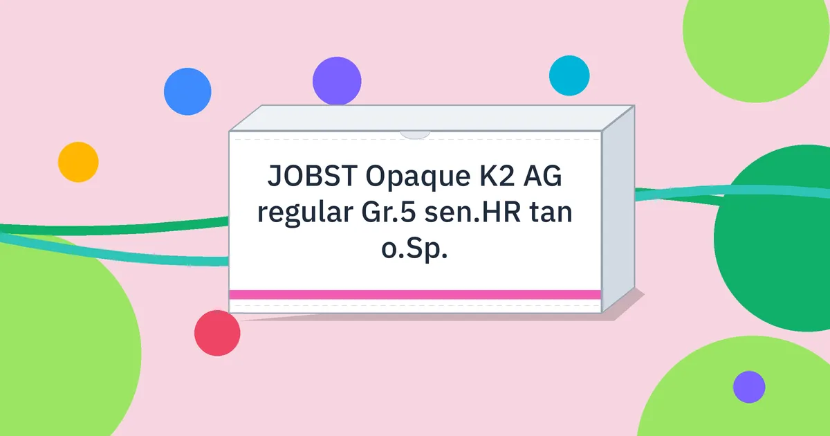 Symbolbild: Packung mit der Aufschrift JOBST Opaque K2 AG regular Gr.5 sen.HR tan o.Sp. (PZN 16281490) – Verfügbarkeit und Bezug in Apotheken in Frankfurt am Main
