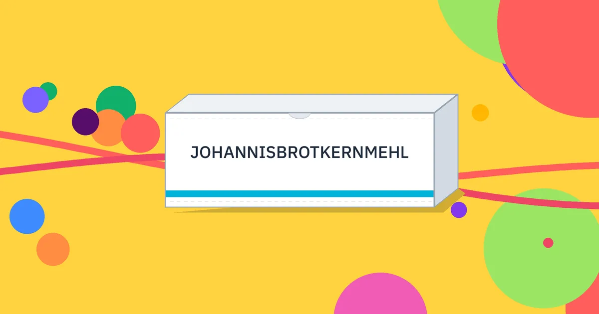 Symbolbild: Packung mit der Aufschrift JOHANNISBROTKERNMEHL (PZN 10023781) – Verfügbarkeit und Bezug in Apotheken in Frankfurt am Main