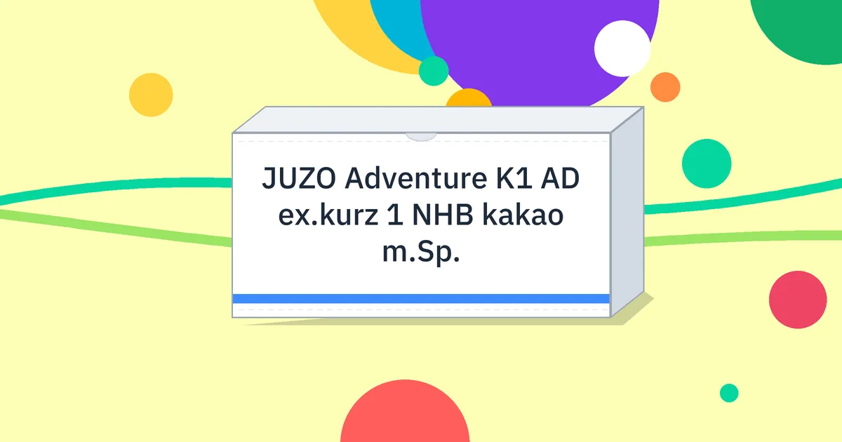 Symbolbild: Packung mit der Aufschrift JUZO Adventure K1 AD ex.kurz 1 NHB kakao m.Sp. (PZN 14975395) – Verfügbarkeit und Bezug in Apotheken in Frankfurt am Main