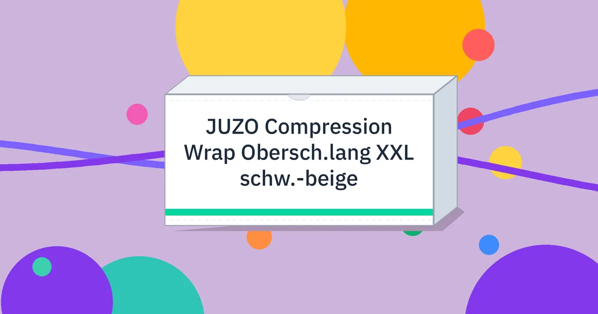 Symbolbild: Packung mit der Aufschrift JUZO Compression Wrap Obersch.lang XXL schw.-beige (PZN 16143581) – Verfügbarkeit und Bezug in Apotheken in Frankfurt am Main