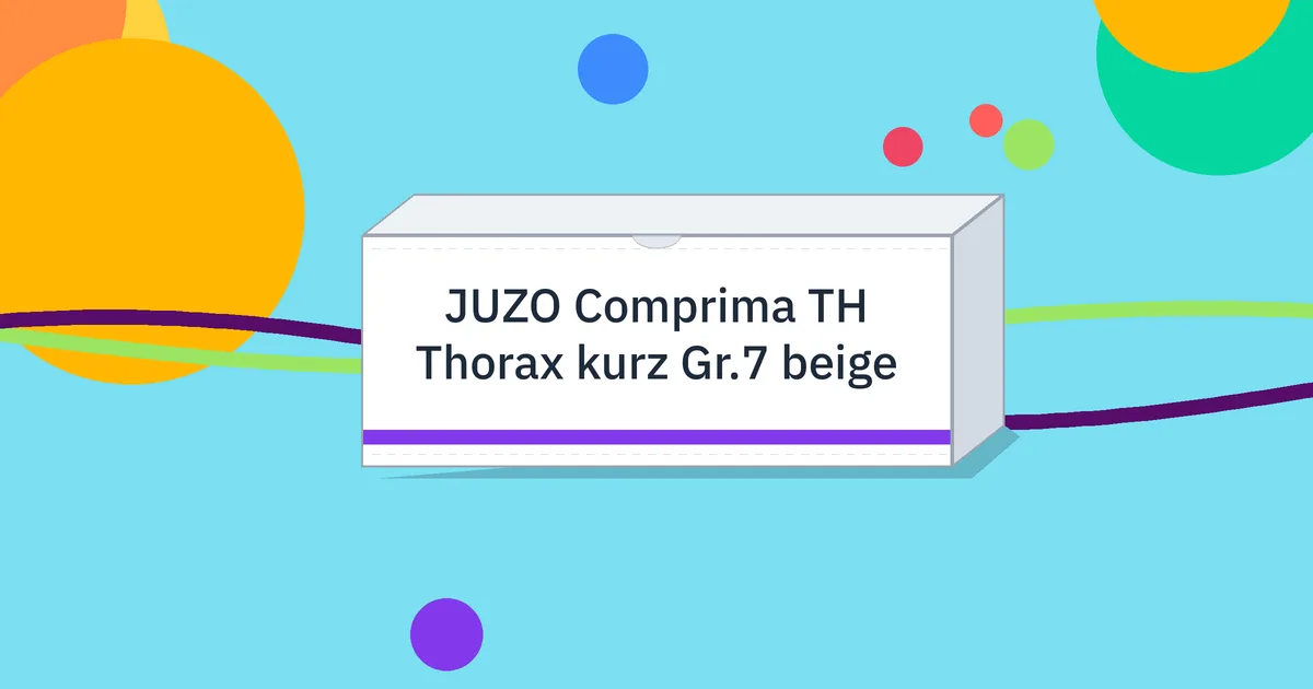 Symbolbild: Packung mit der Aufschrift JUZO Comprima TH Thorax kurz Gr.7 beige (PZN 20782275) – Verfügbarkeit und Bezug in Apotheken in Frankfurt am Main