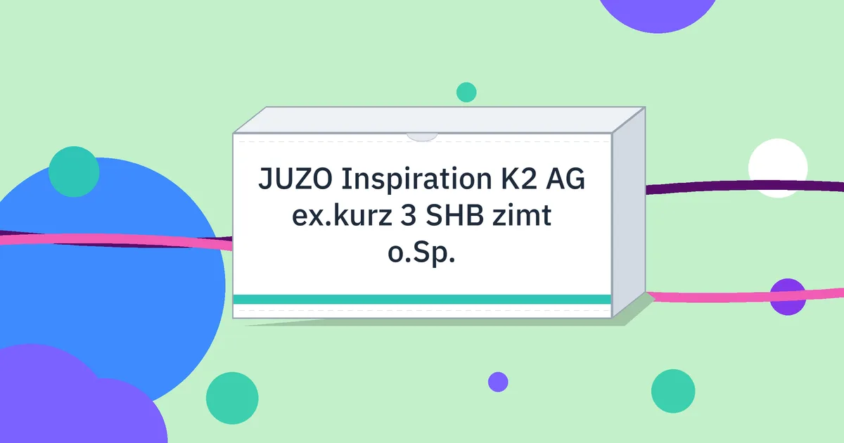 Symbolbild: Packung mit der Aufschrift JUZO Inspiration K2 AG ex.kurz 3 SHB zimt o.Sp. (PZN 14951578) – Verfügbarkeit und Bezug in Apotheken in Frankfurt am Main