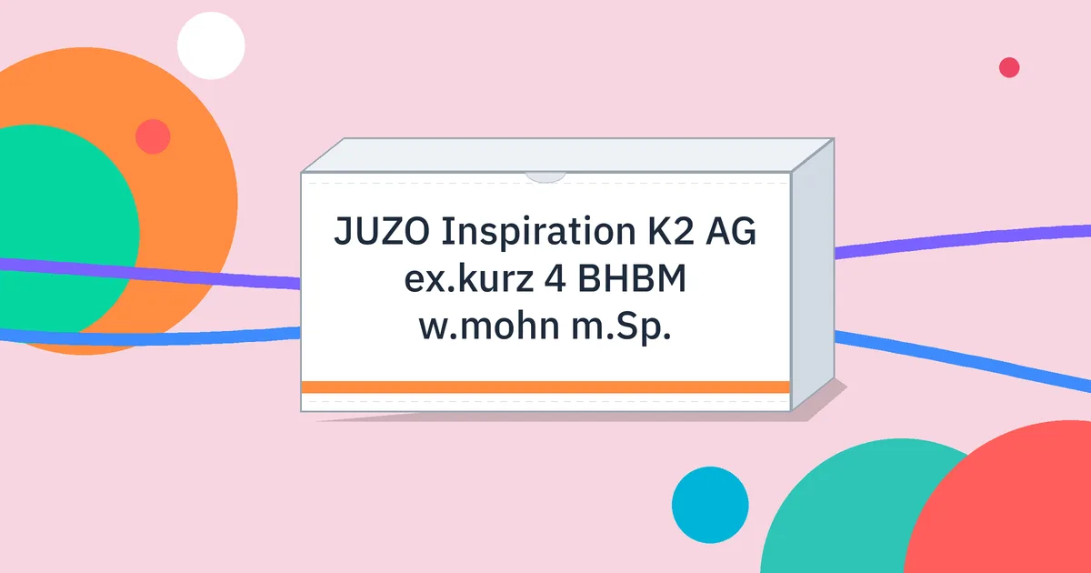 Symbolbild: Packung mit der Aufschrift JUZO Inspiration K2 AG ex.kurz 4 BHBM w.mohn m.Sp. (PZN 14884244) – Verfügbarkeit und Bezug in Apotheken in Frankfurt am Main