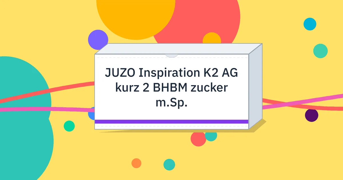 Symbolbild: Packung mit der Aufschrift JUZO Inspiration K2 AG kurz 2 BHBM zucker m.Sp. (PZN 14875133) – Verfügbarkeit und Bezug in Apotheken in Frankfurt am Main