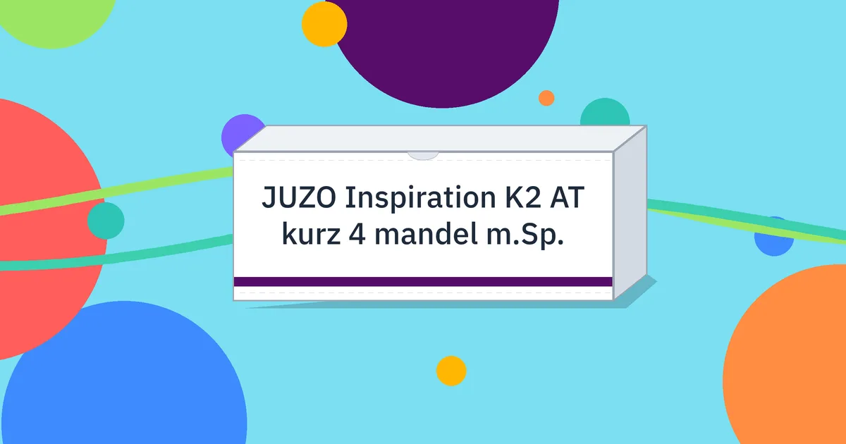 Symbolbild: Packung mit der Aufschrift JUZO Inspiration K2 AT kurz 4 mandel m.Sp. (PZN 14931334) – Verfügbarkeit und Bezug in Apotheken in Frankfurt am Main