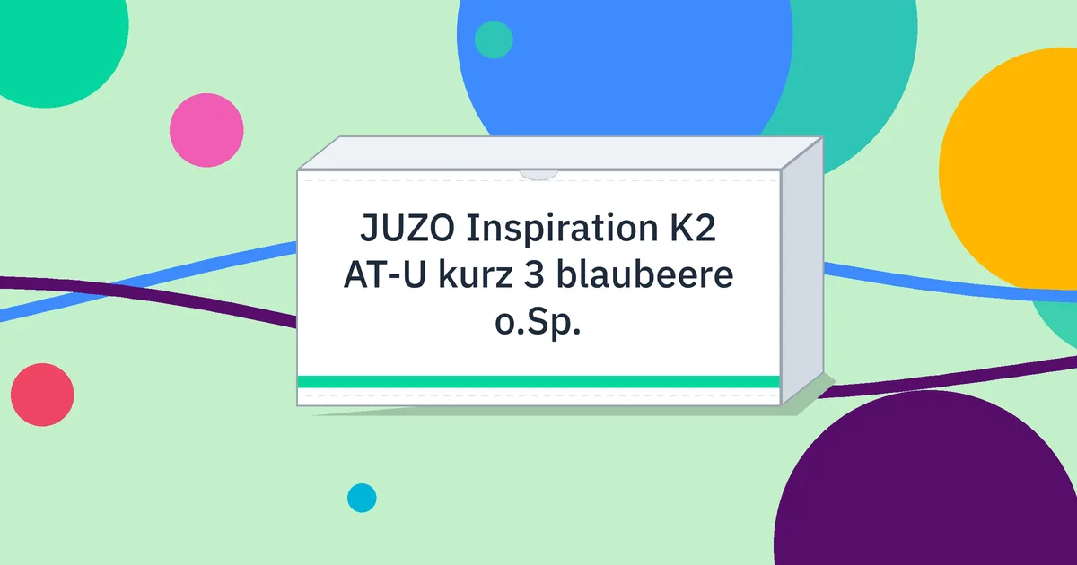 Symbolbild: Packung mit der Aufschrift JUZO Inspiration K2 AT-U kurz 3 blaubeere o.Sp. (PZN 14928958) – Verfügbarkeit und Bezug in Apotheken in Frankfurt am Main