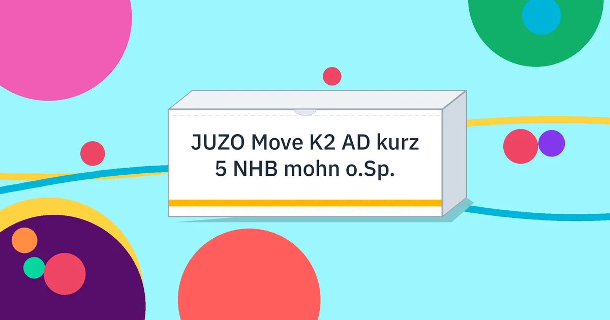 Symbolbild: Packung mit der Aufschrift JUZO Move K2 AD kurz 5 NHB mohn o.Sp. (PZN 18541162) – Verfügbarkeit und Bezug in Apotheken in Frankfurt am Main